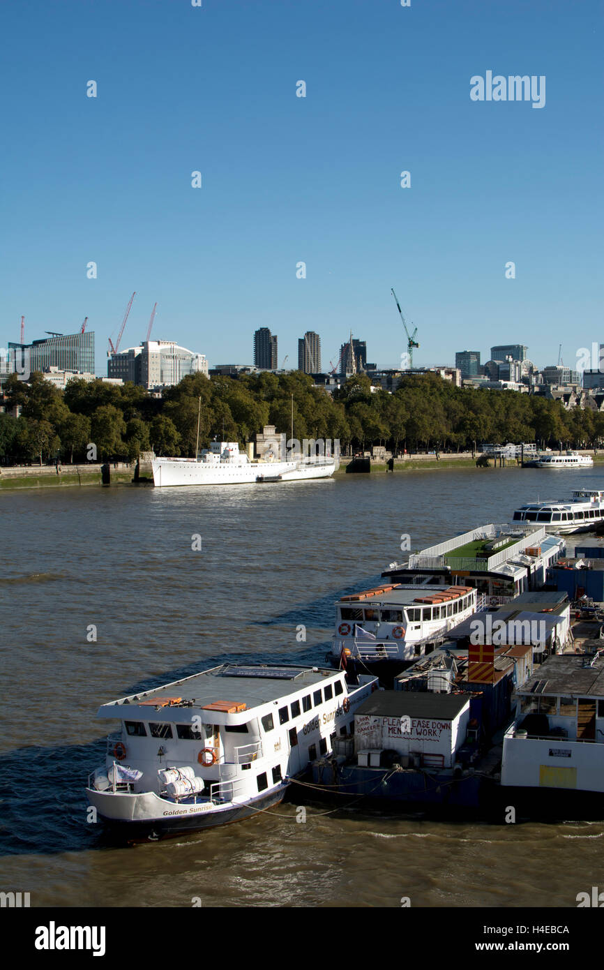 View from Waterloo Bridge towards Victoria Embankment, London, UK Stock ...