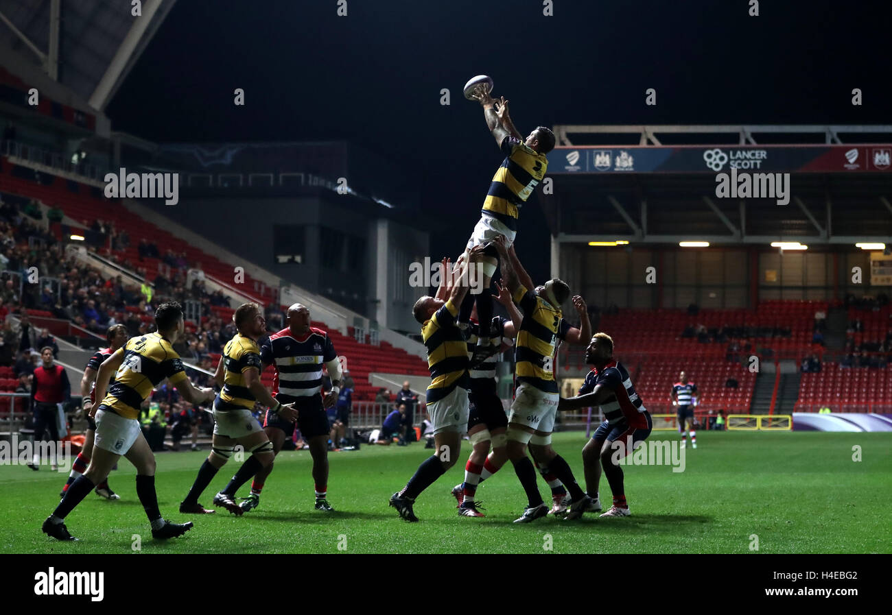 Cardiff Blue's Macauley Cook wins a line-out the European Challenge Cup ...