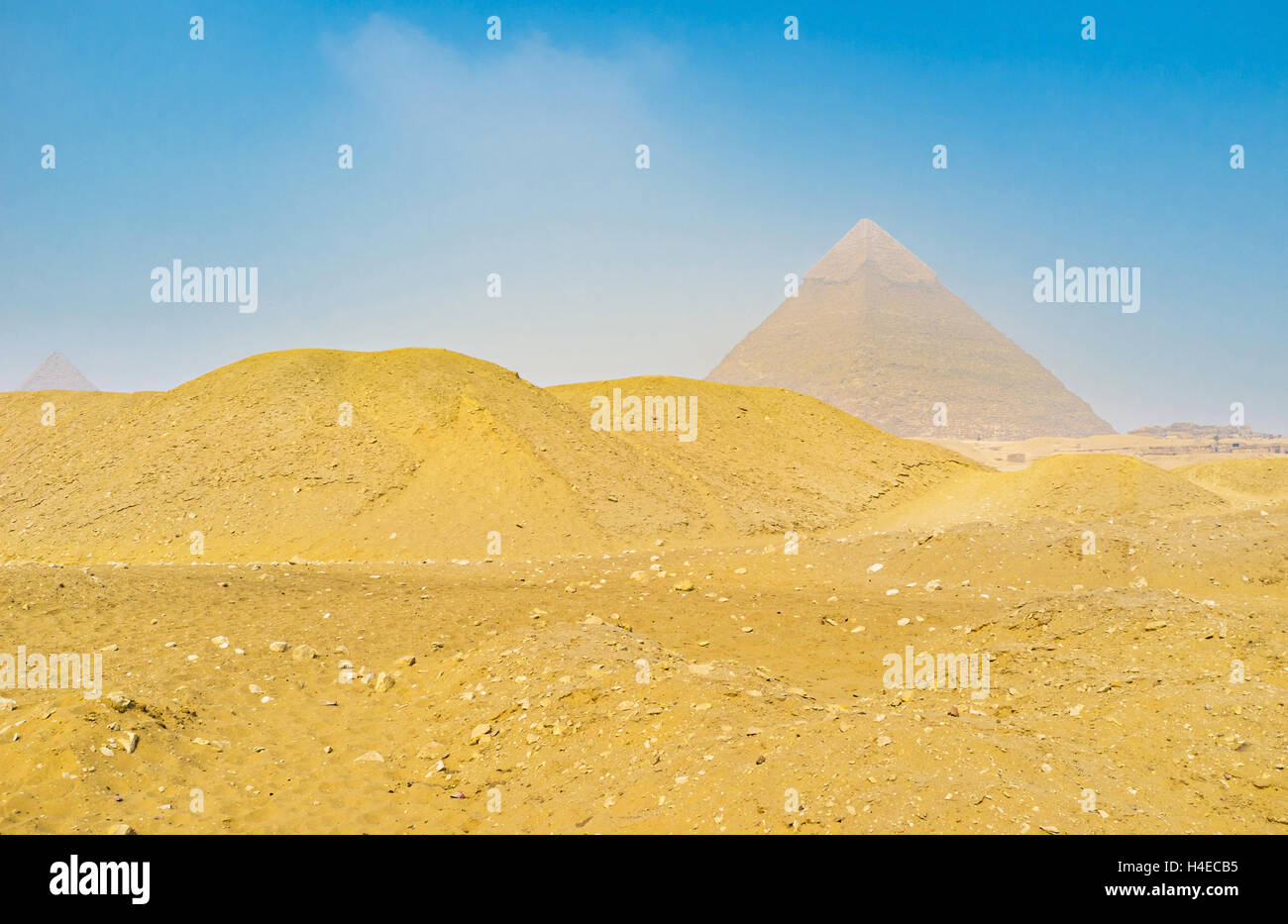 The sand dunes in Giza Necropolis hide the Pyramids, Egypt Stock Photo ...