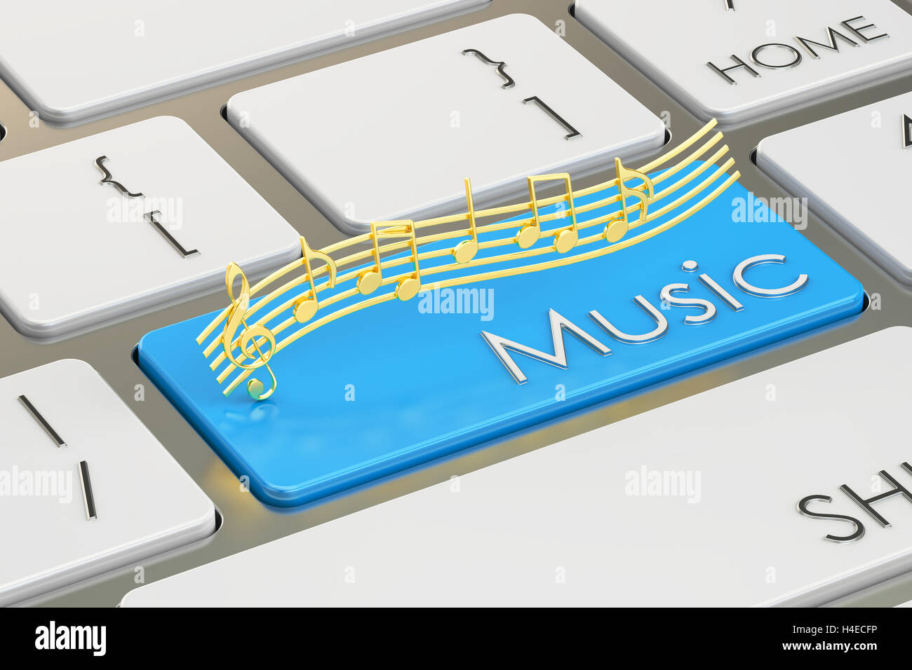 music button, key on keyboard. 3D rendering Stock Photo - Alamy