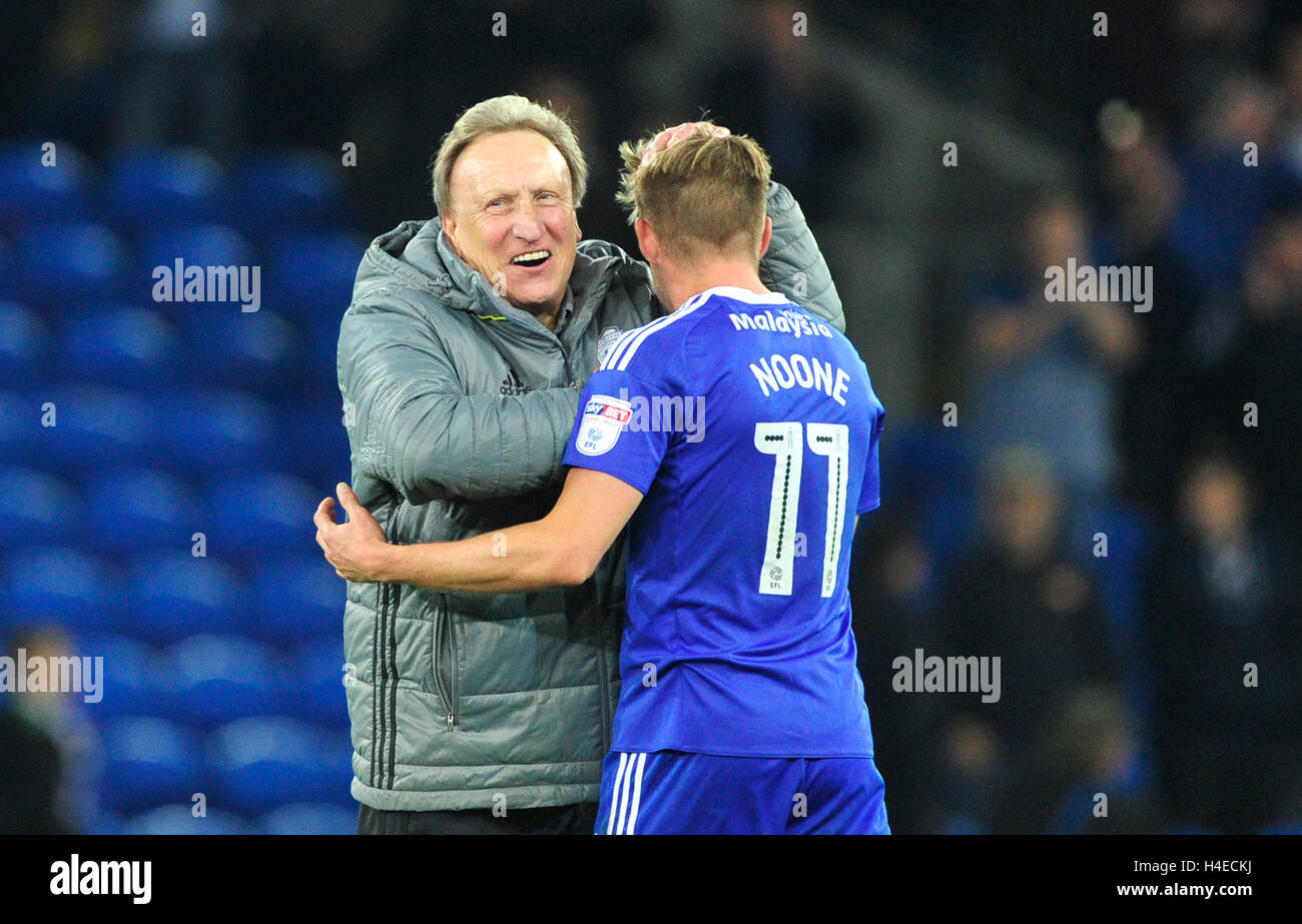 Cardiff city manager neil warnock celebrates hi-res stock photography ...