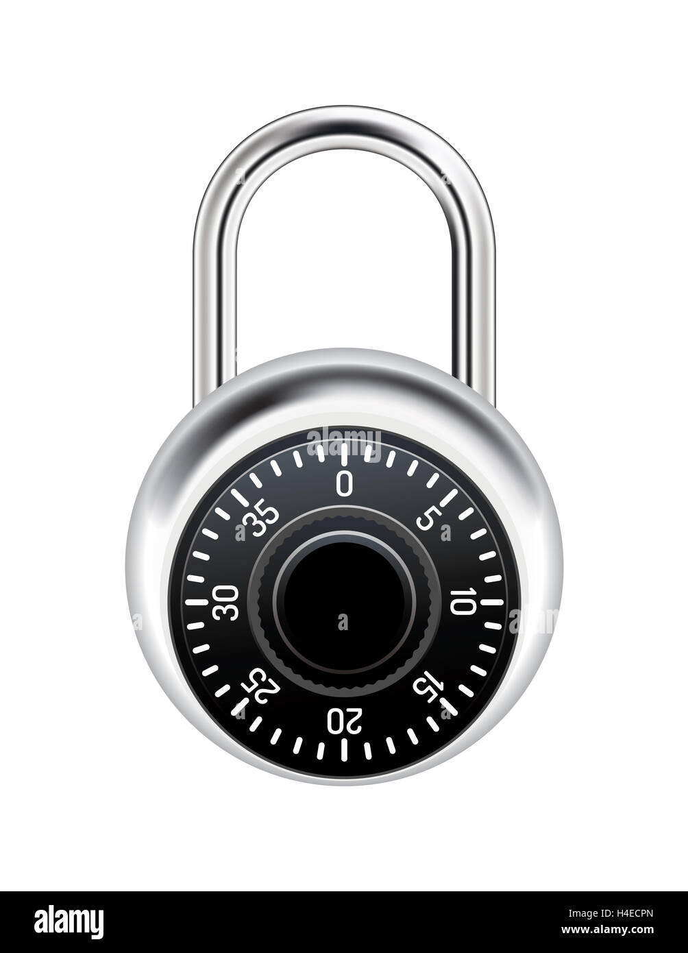A realistic metal combination lock isolated on white illustration ...