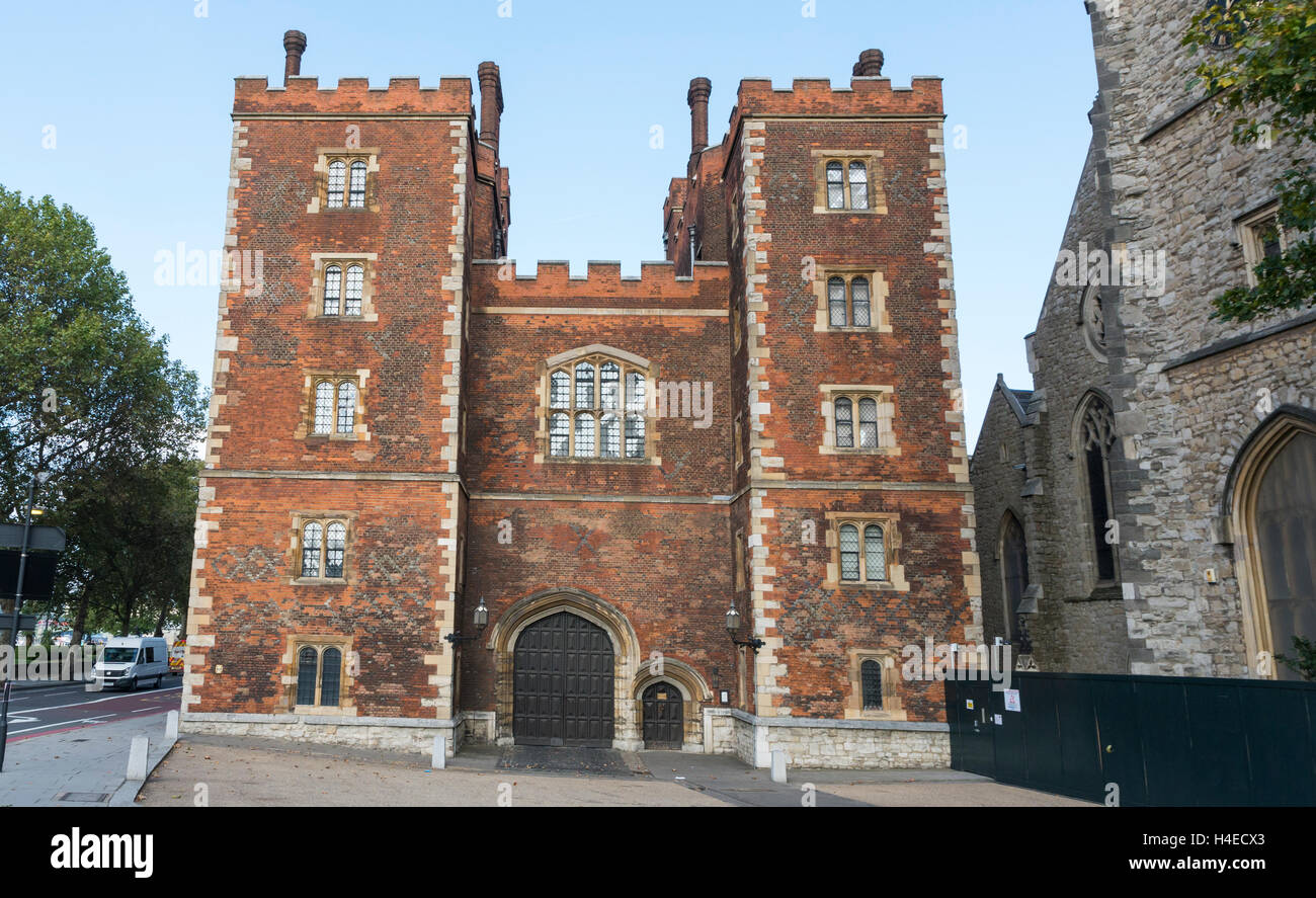 Morton's Tower is a tudor red brick gatehouse at Lambeth Palace, London ...