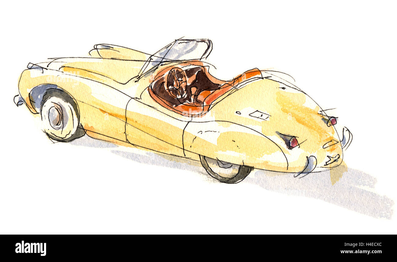 Vintage Roadster, an Ivory Body Classic Car with Tan Leather Interior ...