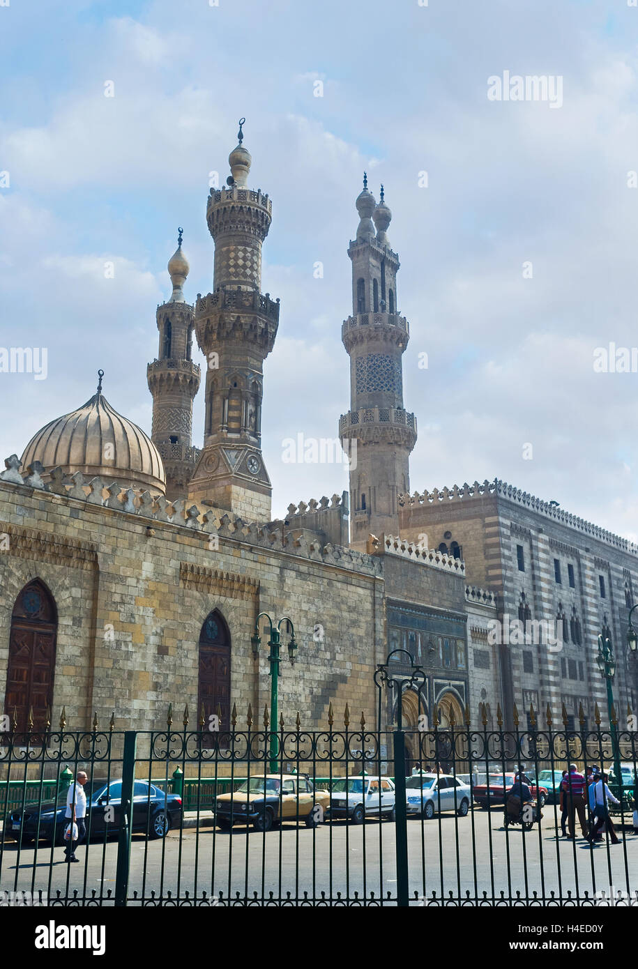 Three minarets of Al-Azhar Mosque are the double-finial minaret of ...