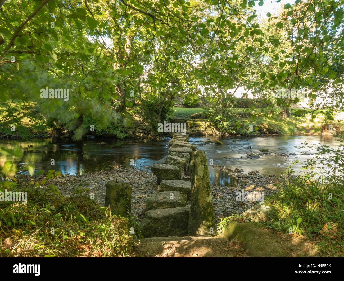 Landscape depicting the beautiful meandering river Teign, Devon on a ...