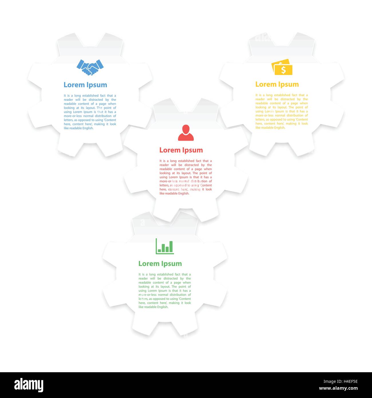 [EPS10] Infographic concept: four gears paper style diagram process ...