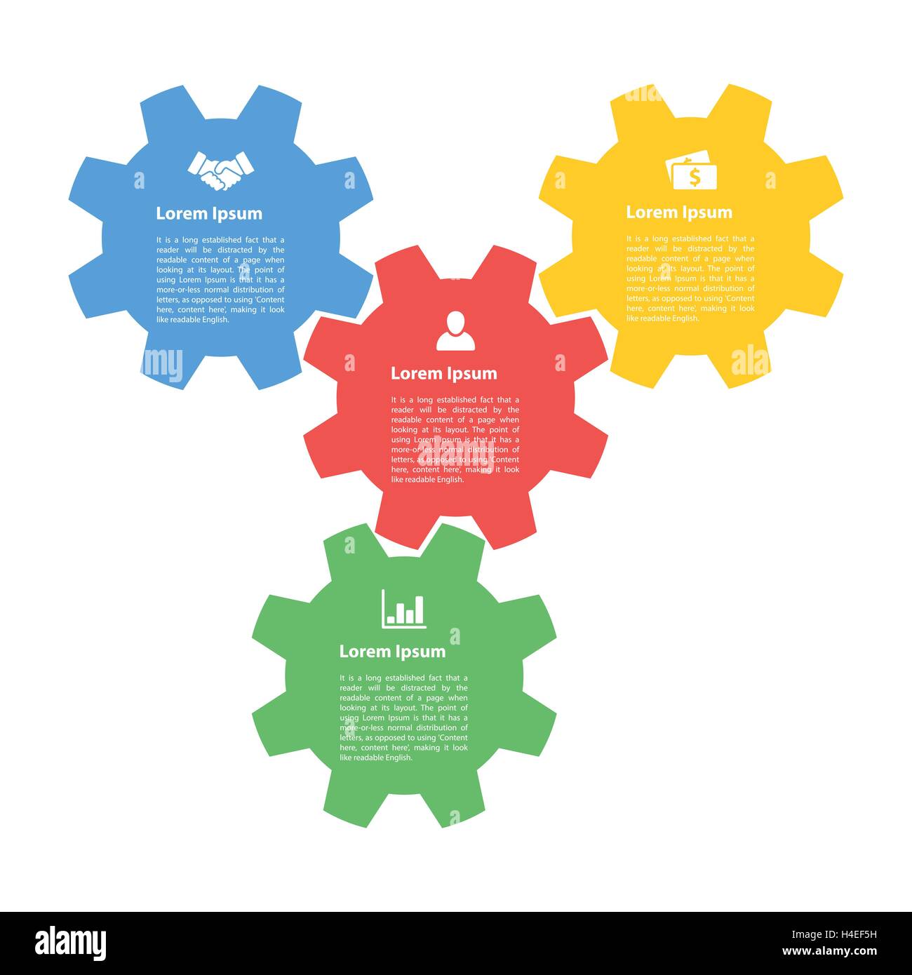 [EPS10] Infographic concept: four gears solid style diagram process ...