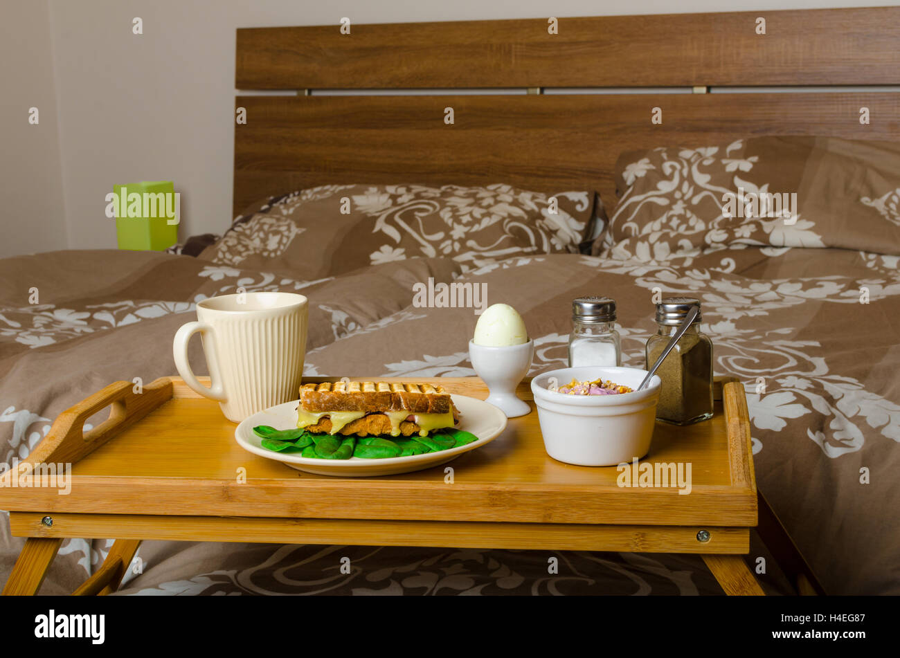 Breakfast in bed, best start of morning Stock Photo - Alamy