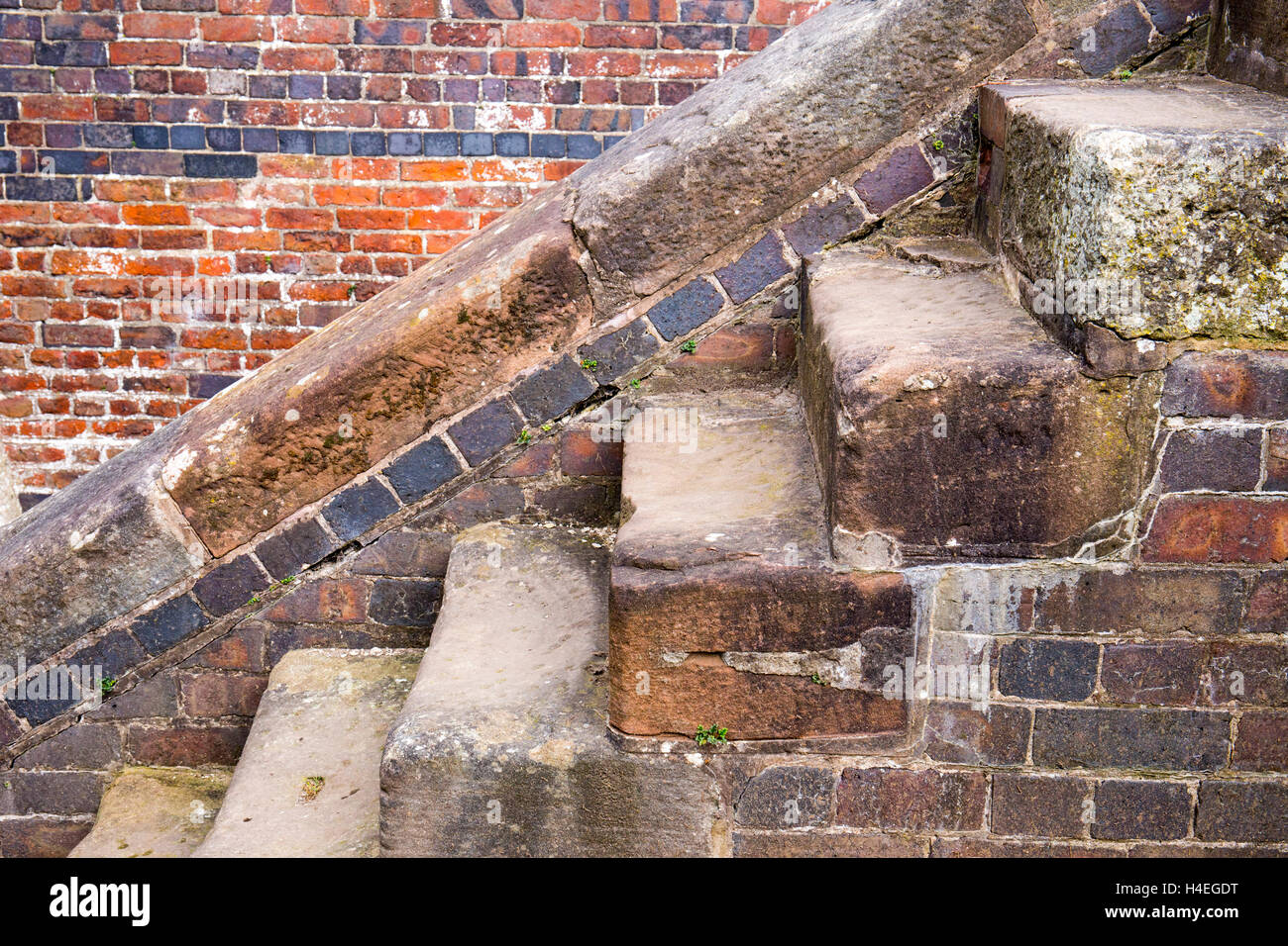 Old stone steps next to a lock in Cheshire UK Stock Photo - Alamy
