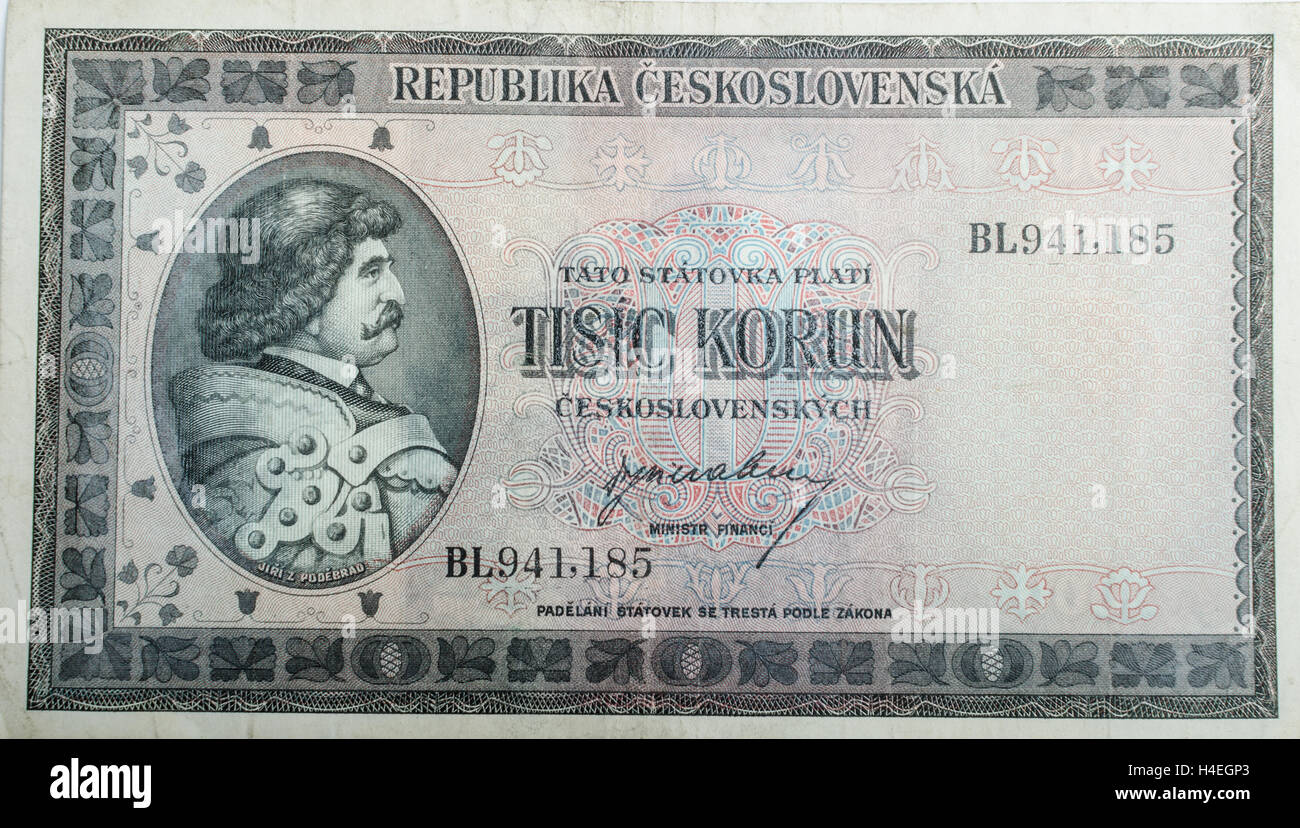 Old Czech banknotes, money background, all real money Stock Photo - Alamy