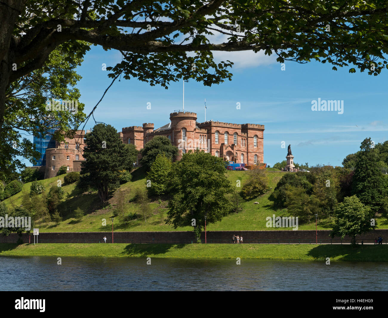 Inverness Castle, situated above the River Ness, with The Statue of ...