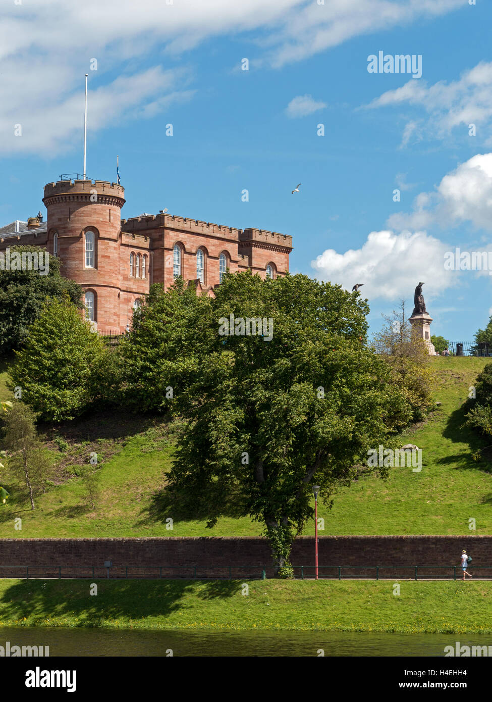 The Red Sandstone Inverness Castle with The Statue of Flora Macdonald ...