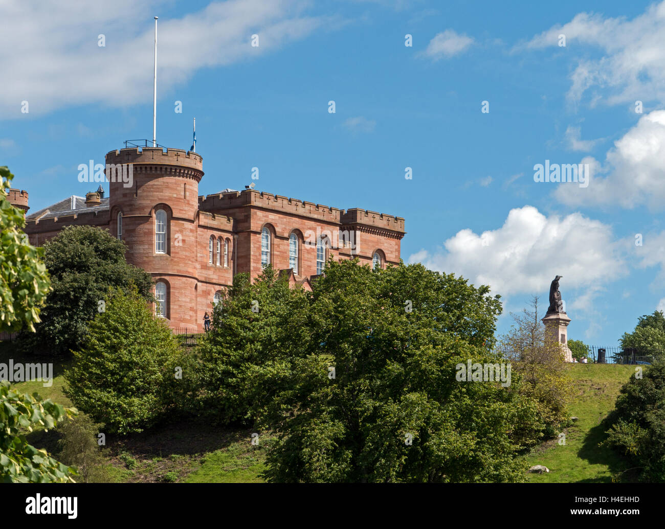 The Red Sandstone Inverness Castle with The Statue of Flora Macdonald ...