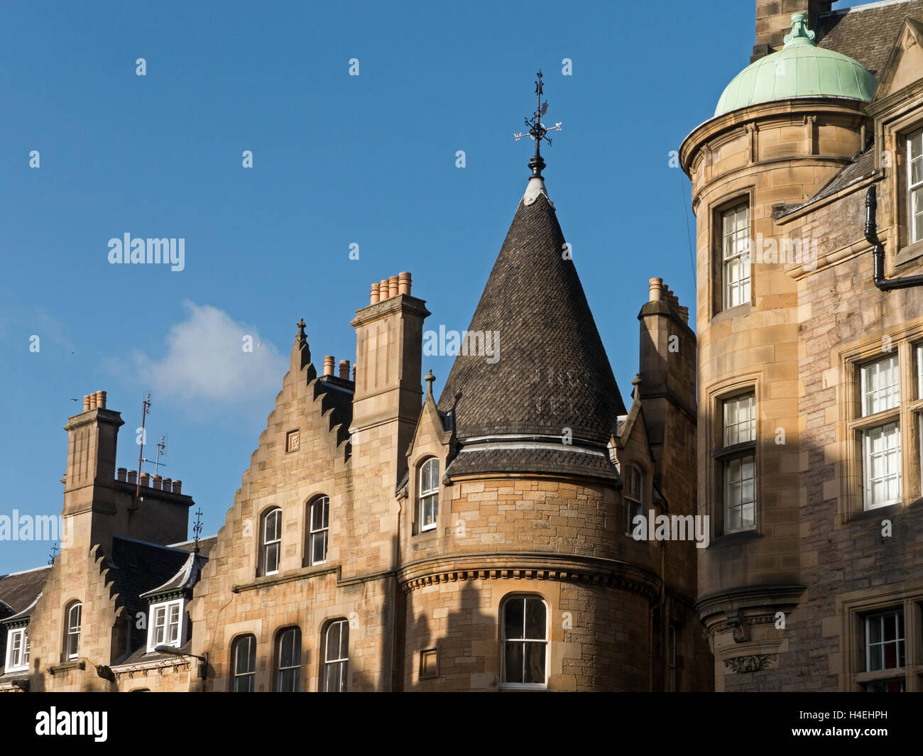 Typical Scottish Skyline Architecture in the Old Town area of Edinburgh ...