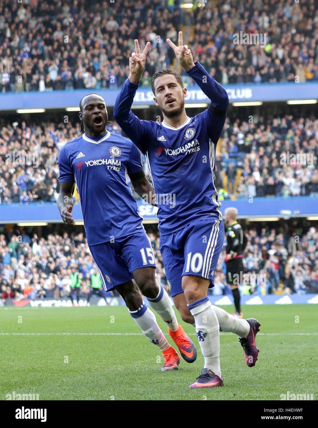 Chelsea's Eden Hazard celebrates scoring his side's second goal of the ...