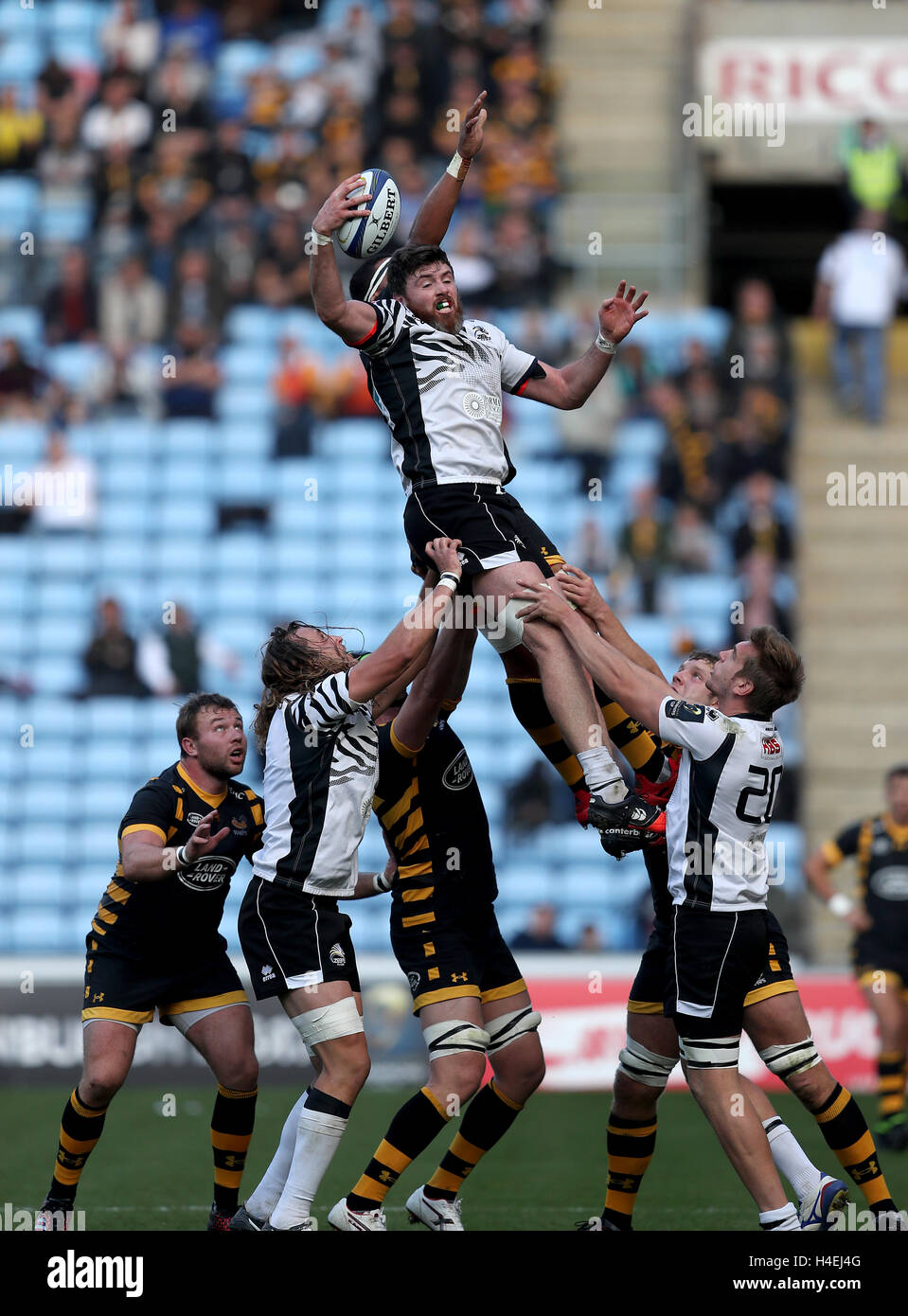 Zebre's George Biagi wins the lineout during the European Champions Cup ...