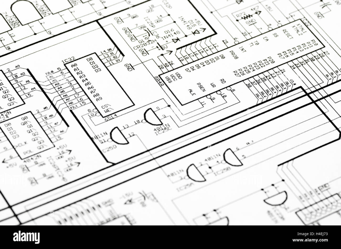 Detailed technical drawing with a lot of calculations Stock Photo - Alamy