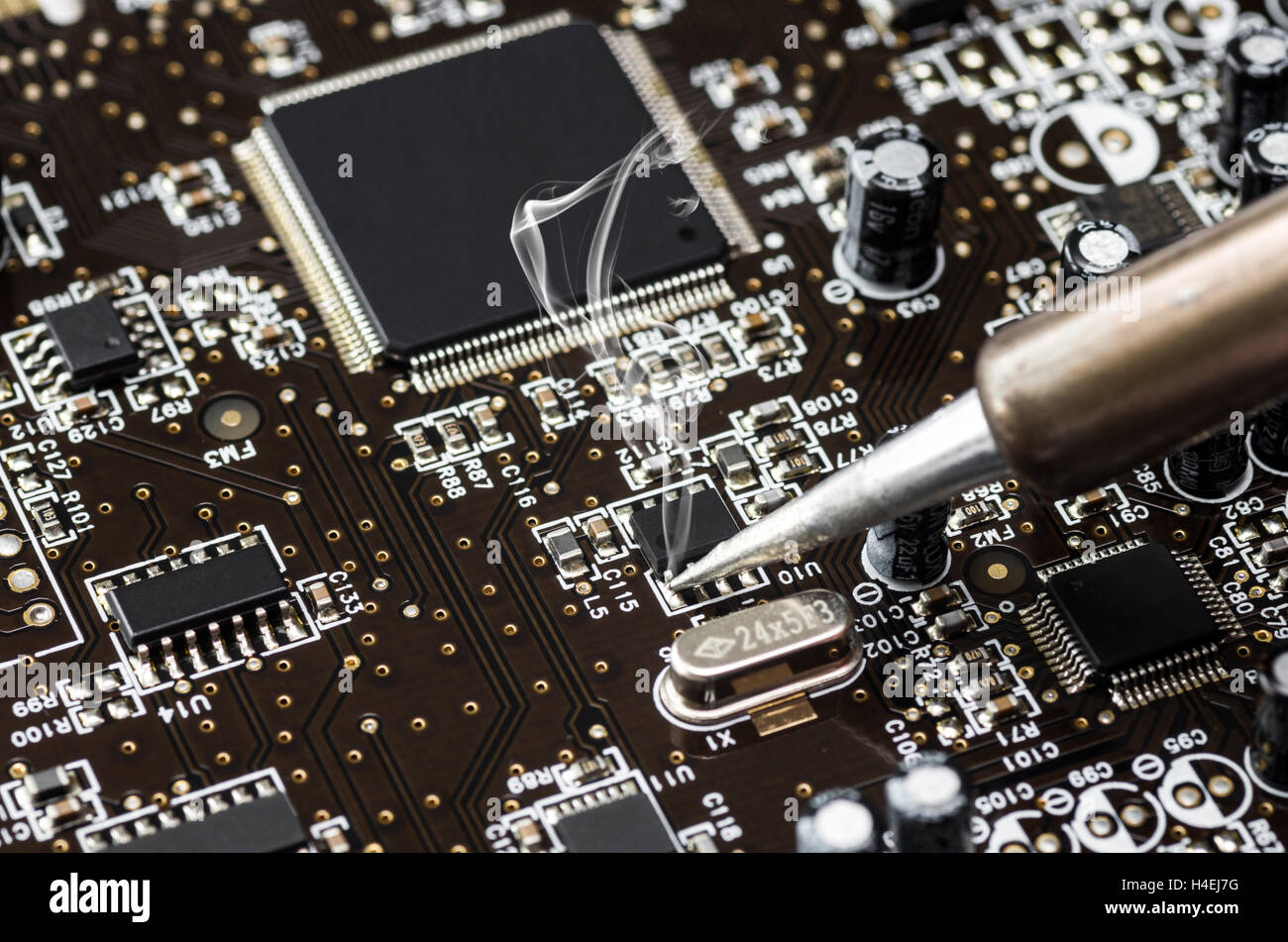 Computer circuit board with central processing unit Stock Photo - Alamy