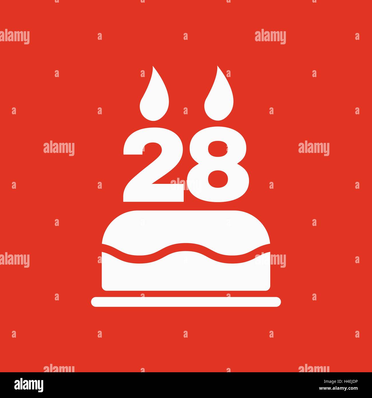 The birthday cake with candles in the form of number 28 icon. Birthday ...