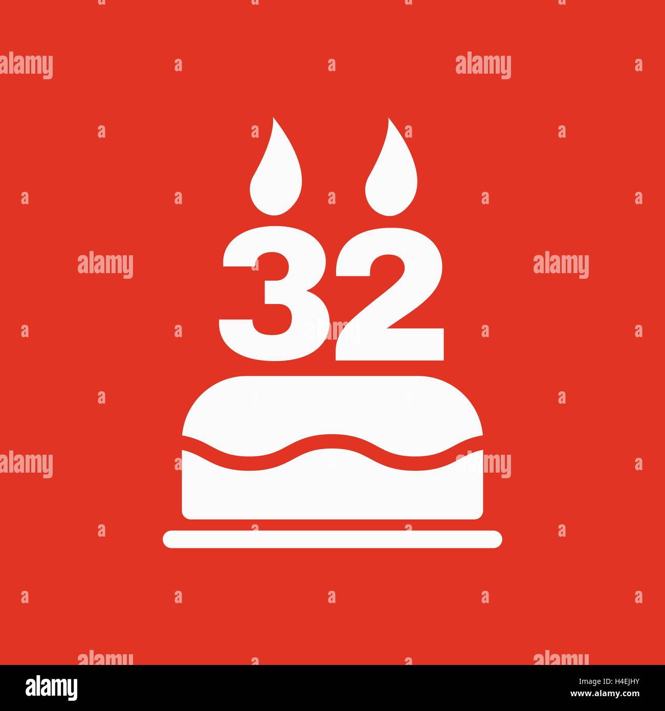 The birthday cake with candles in the form of number 32 icon. Birthday ...