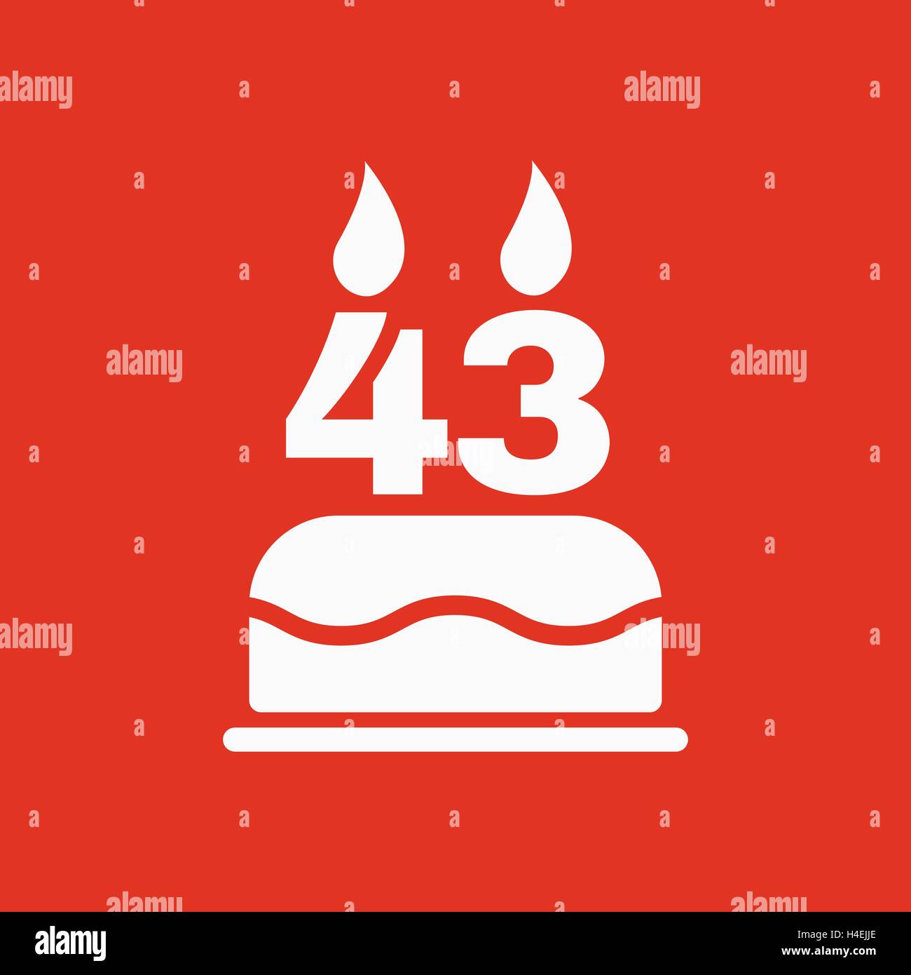 The birthday cake with candles in the form of number 43 icon. Birthday ...