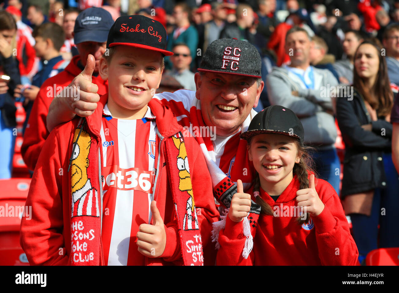 Stoke City fans in the stands prior to the Premier League match at the ...