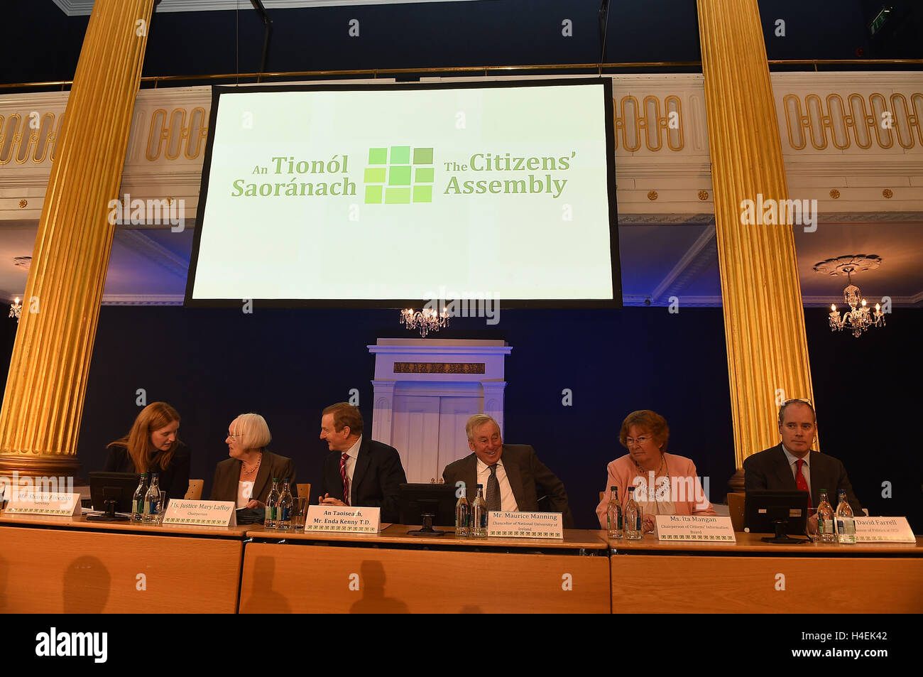 (left to right) Sharon Finegan, Justice Mary Laffoy, Taoiseach Enda ...