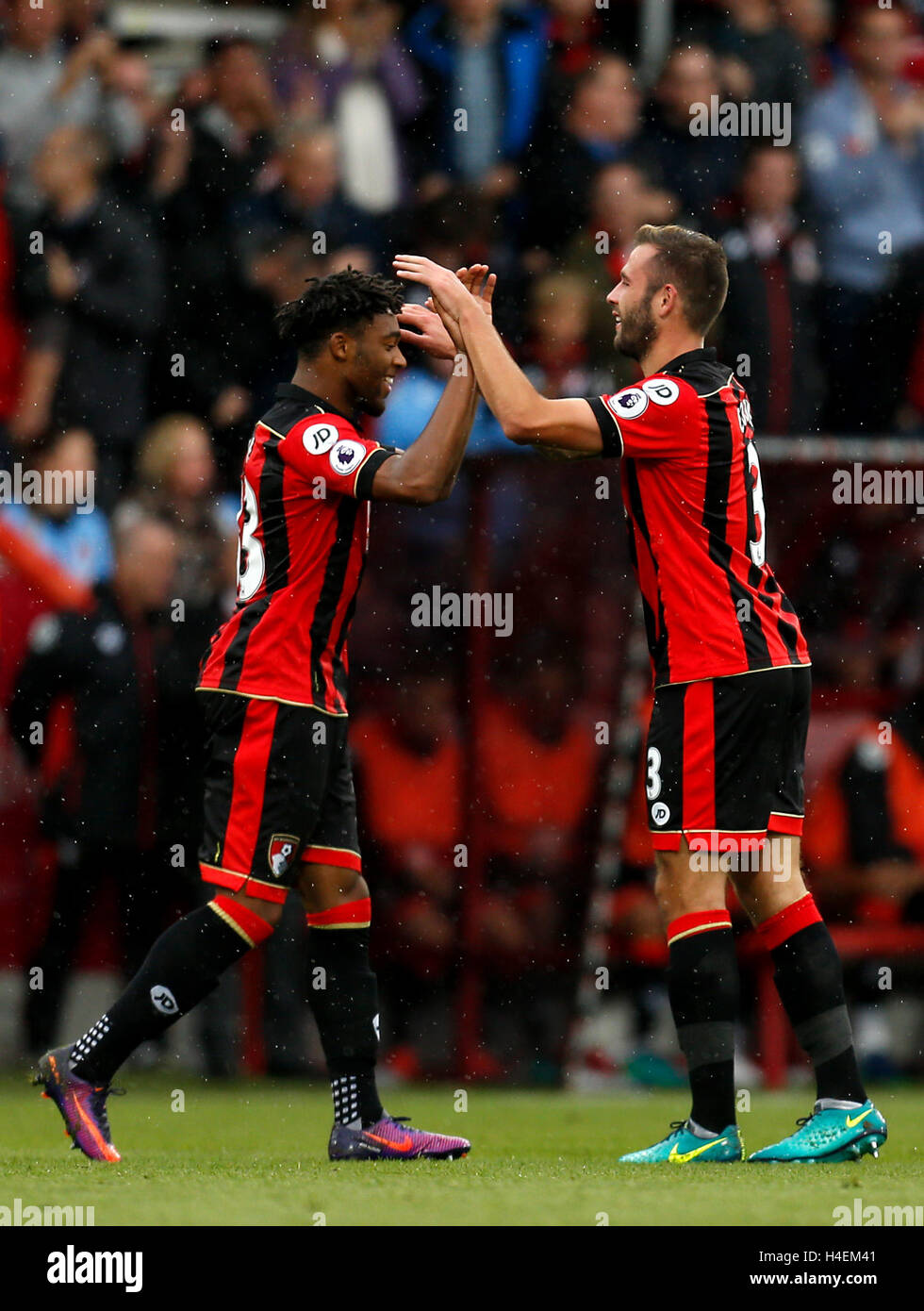 AFC Bournemouth's Steve Cook (right) celebrates scoring his side's ...