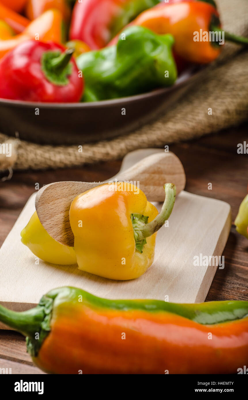 Bio peppers from the garden, various shapes and types Stock Photo - Alamy