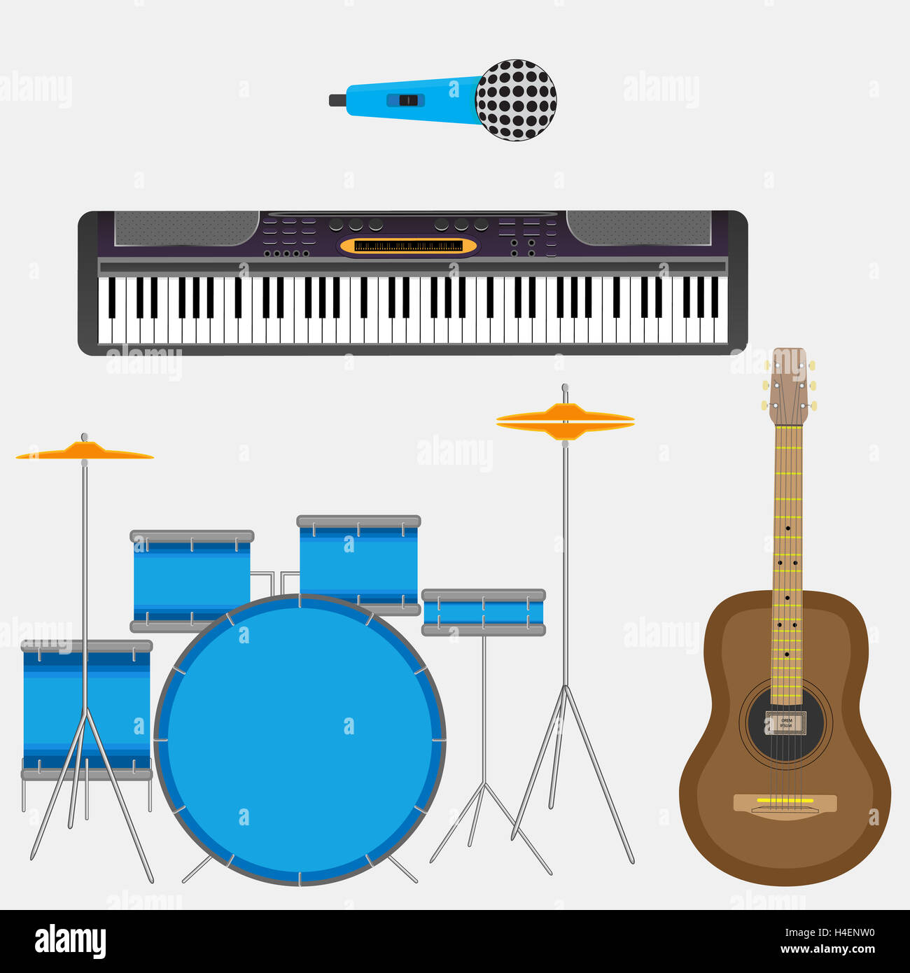 Musical instruments guitar and synthesizer.Musical instruments isolated ...