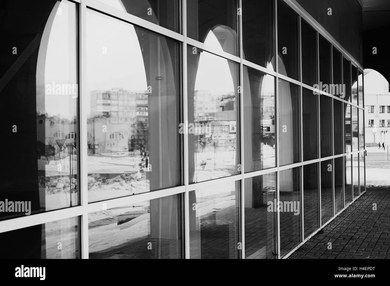 monochrome architecture glass arches Stock Photo - Alamy