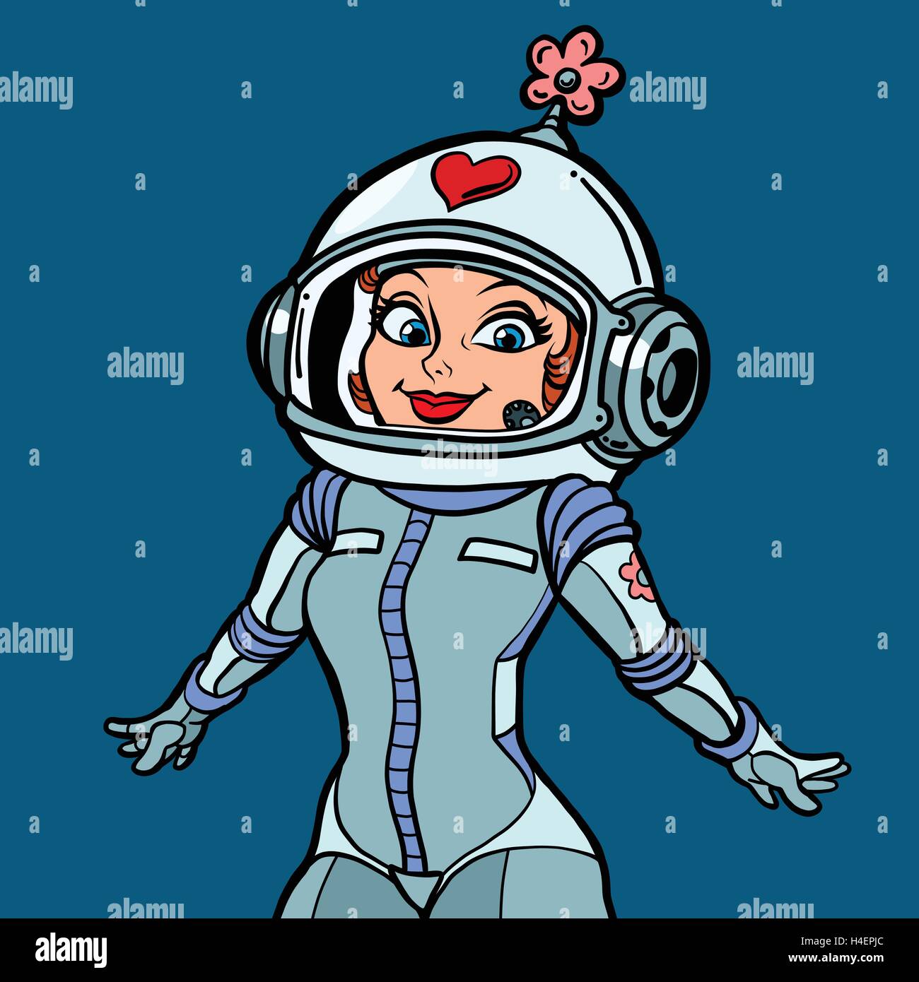 Cartoon Girl Astronaut In Space