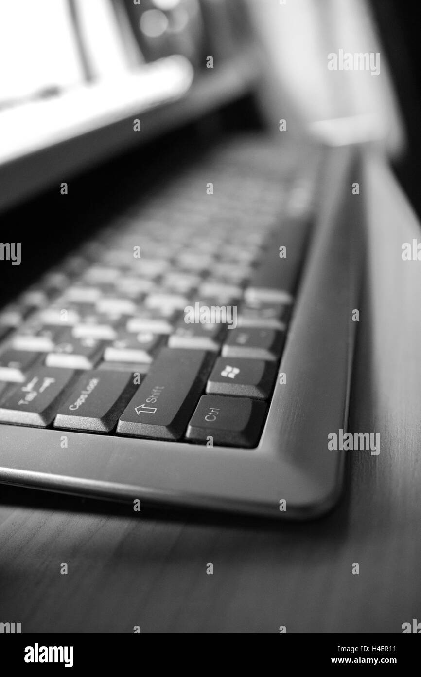 Computer at office desk Black and White Stock Photos & Images - Alamy
