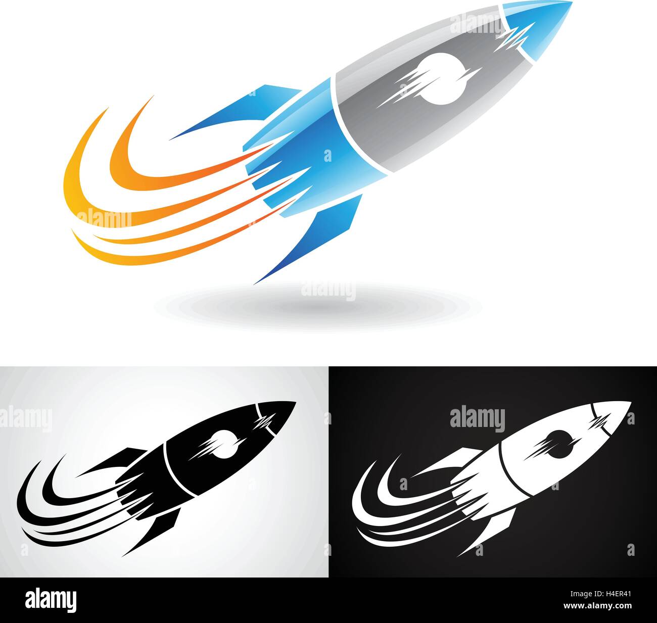 Vector Illustration of Blue and Grey Rocket Icon isolated on a White ...