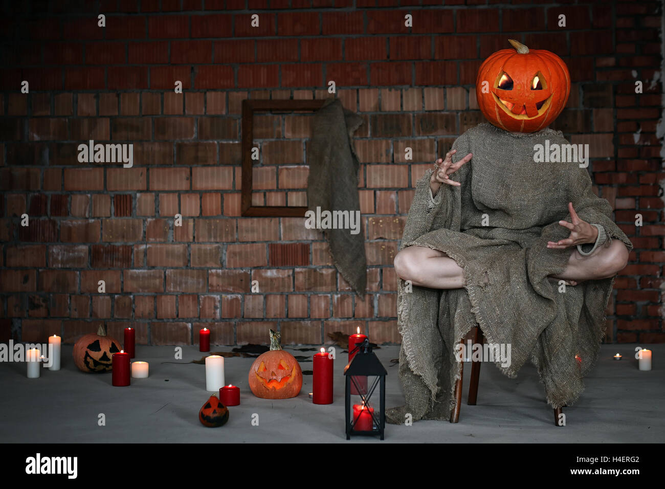 pumpkin head monster horror indoor Stock Photo - Alamy