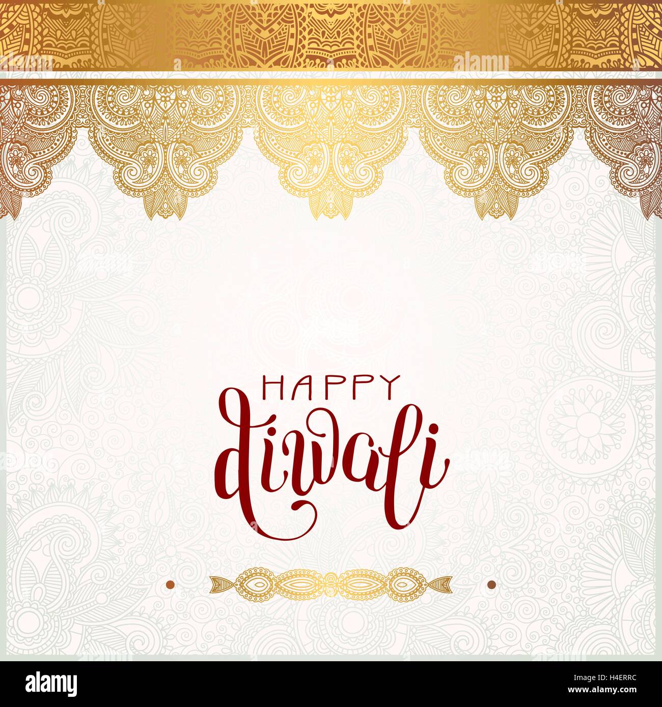 Happy Diwali gold greeting card with hand written inscription to Stock ...