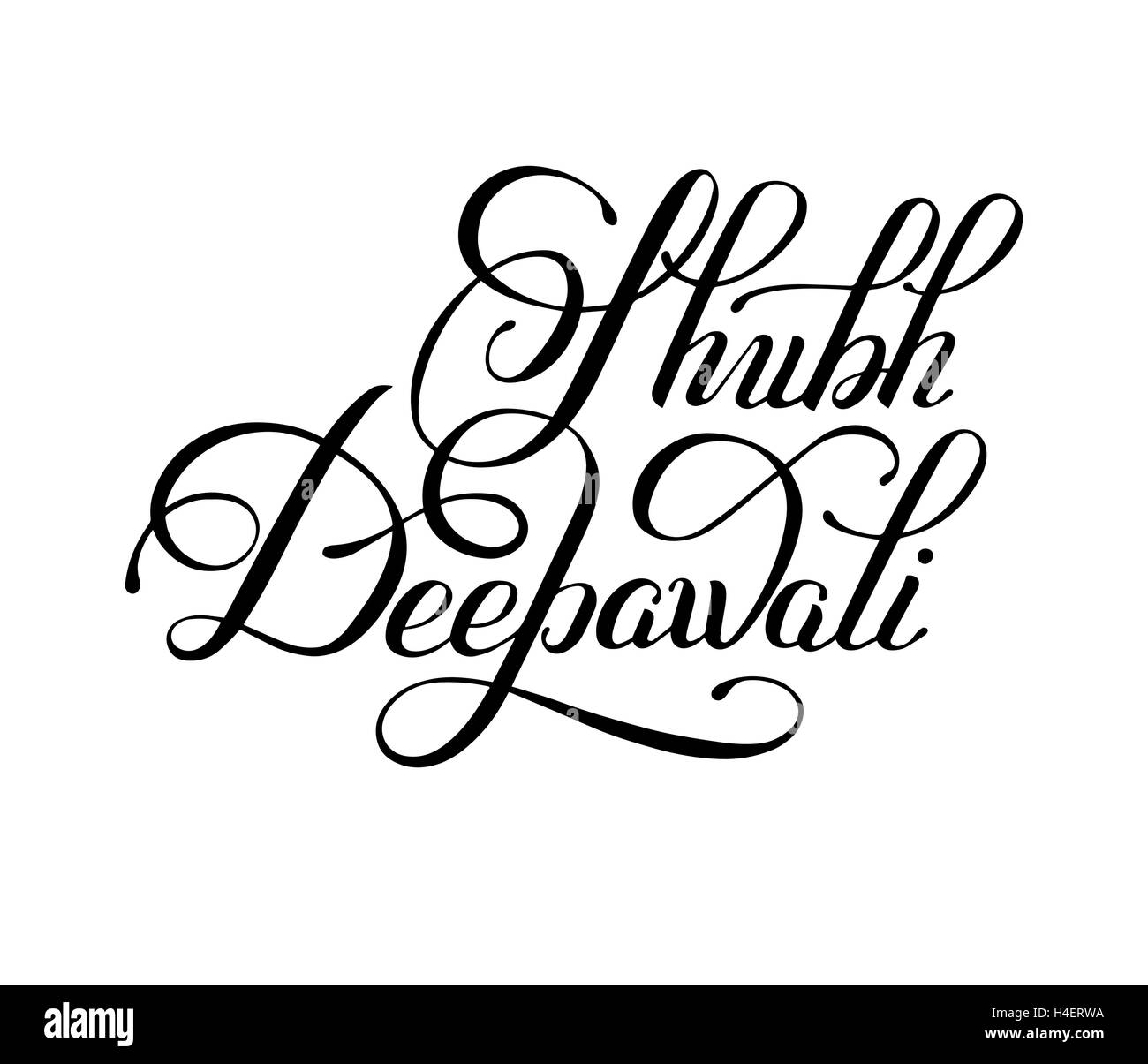 black and white hand lettering inscription Shubh Deepawali to in Stock ...