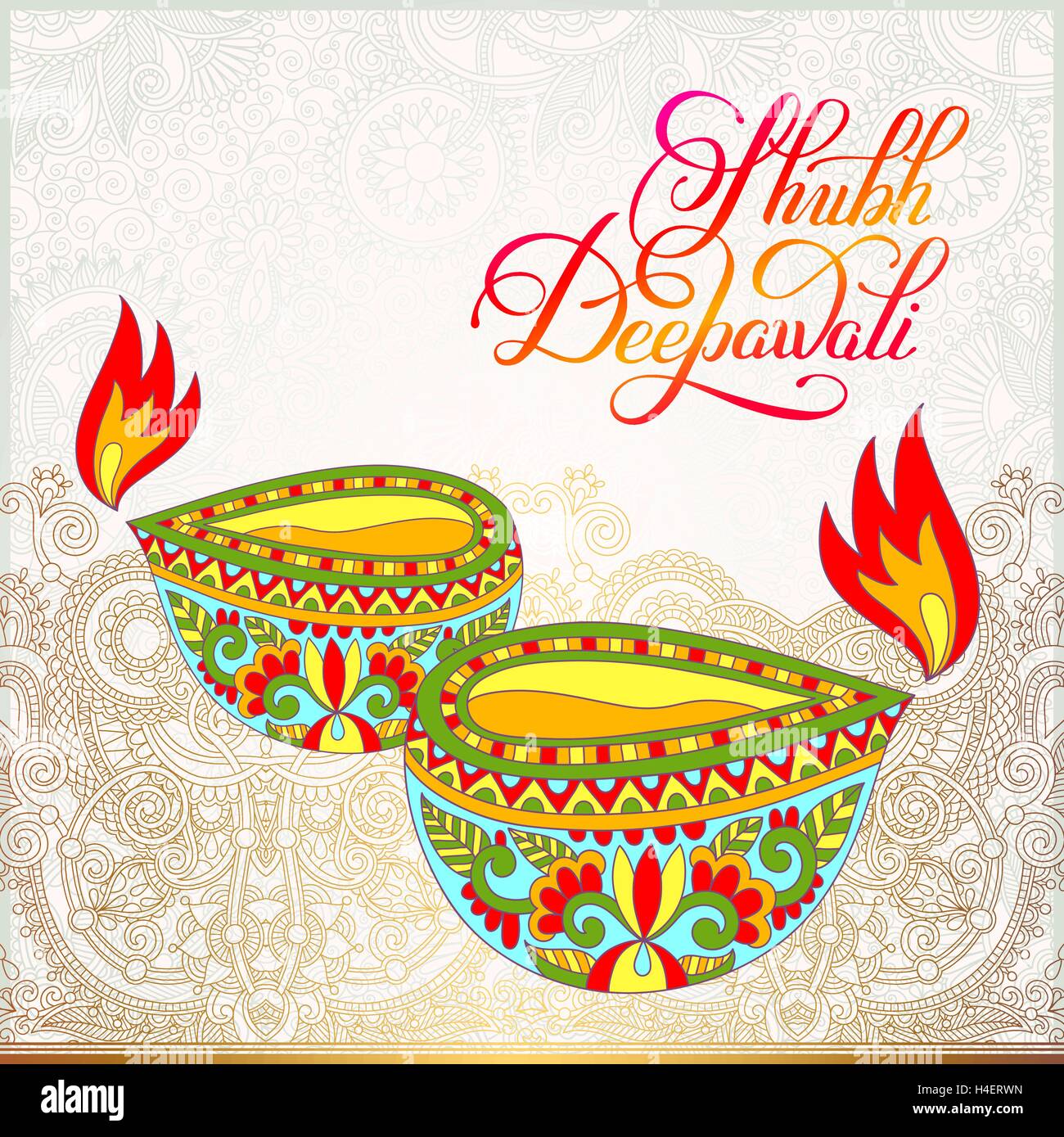 Happy Diwali gold greeting card with hand written inscription to Stock ...