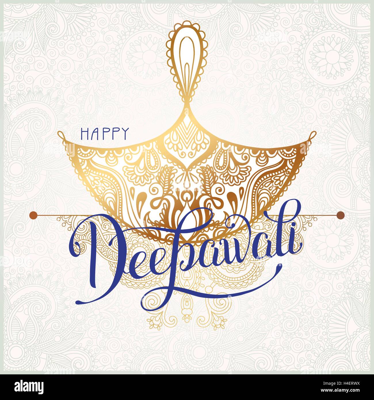 Happy Diwali gold greeting card with hand written inscription to Stock ...