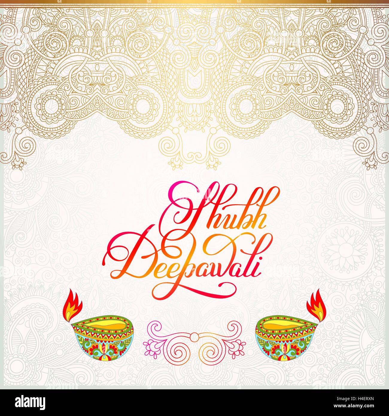 Happy Diwali gold greeting card with hand written inscription to Stock ...