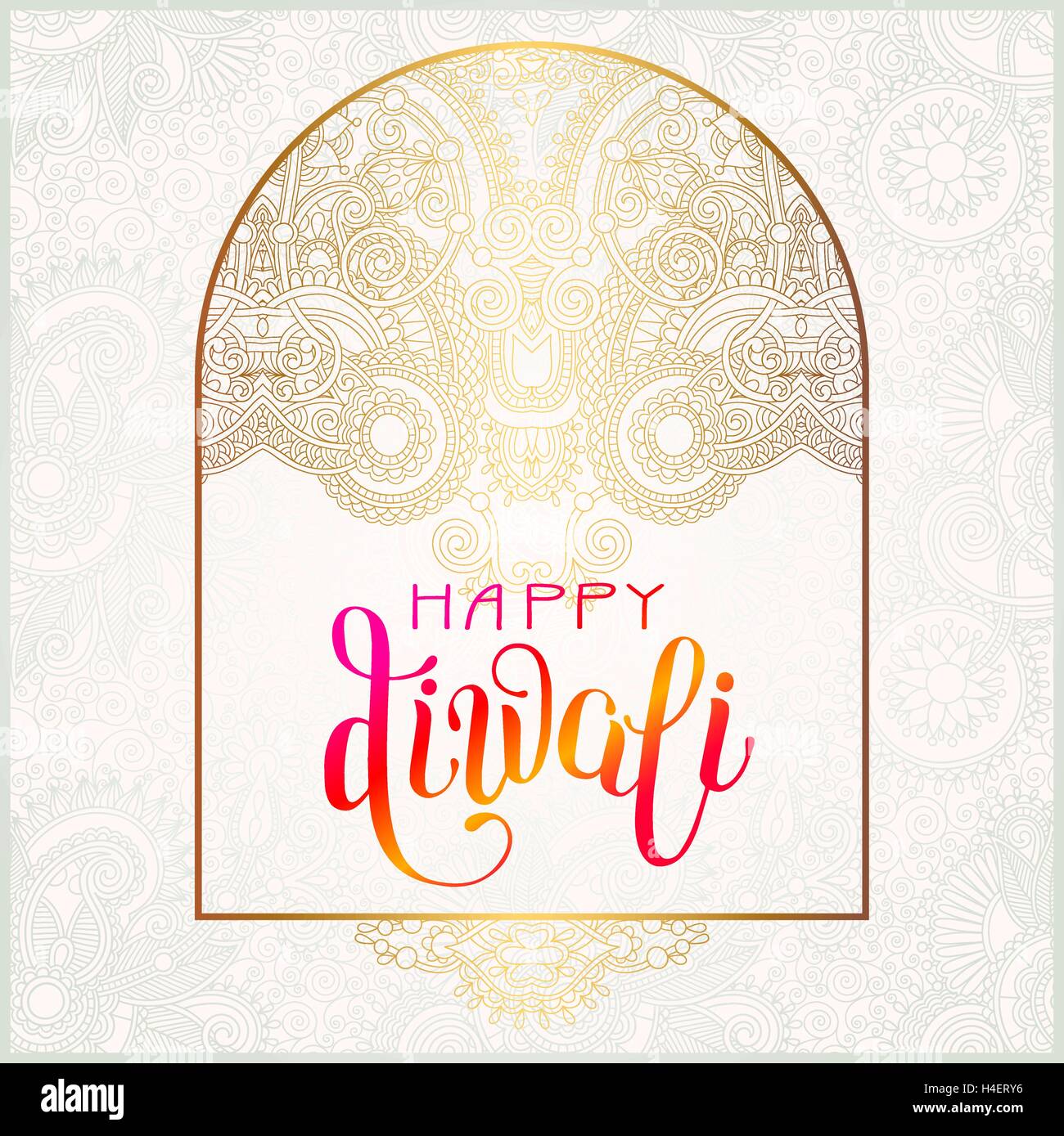 Happy Diwali gold greeting card with hand written inscription to Stock ...