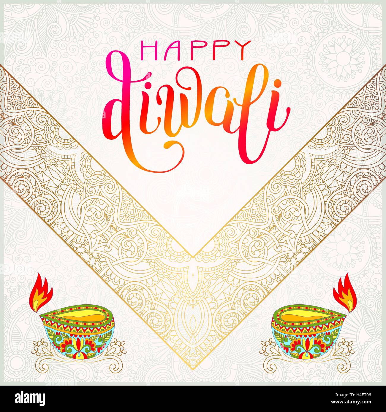 Happy Diwali gold greeting card with hand written inscription to Stock ...