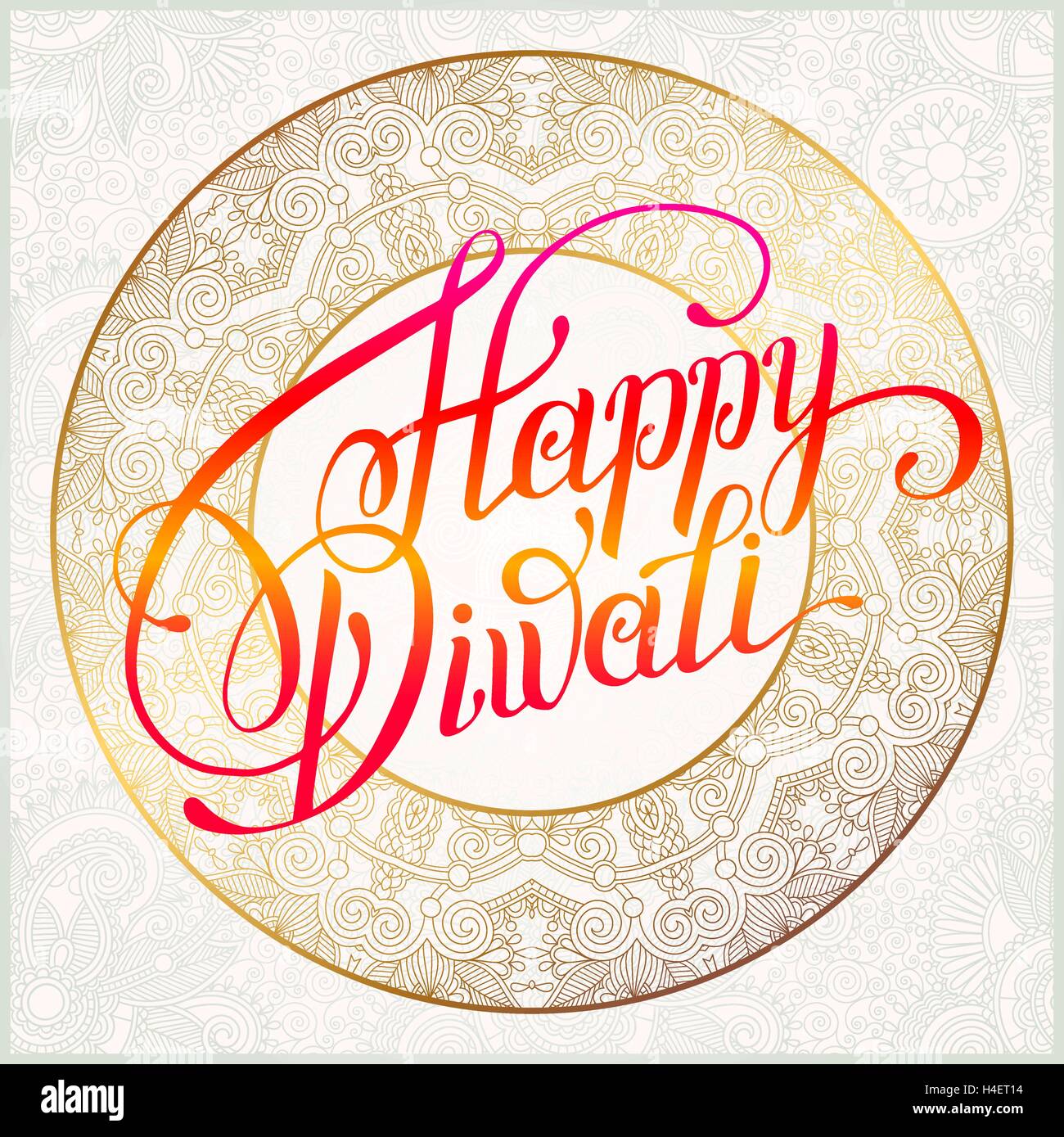 Happy Diwali gold greeting card with hand written inscription to Stock ...