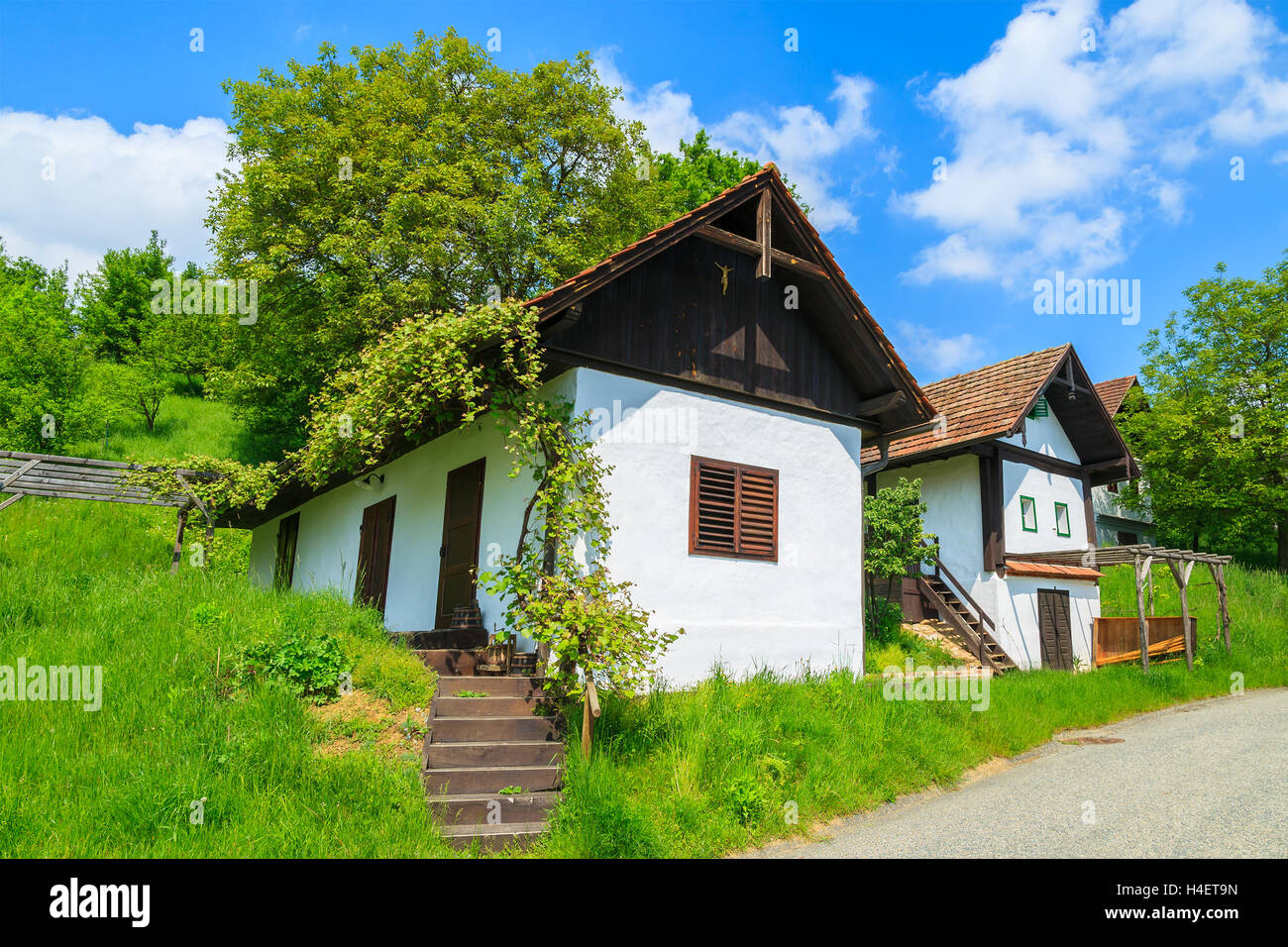 Traditional cottage houses in wine making region of Burgenland ...