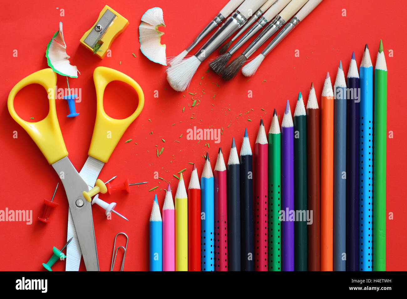 stationery red background Stock Photo - Alamy