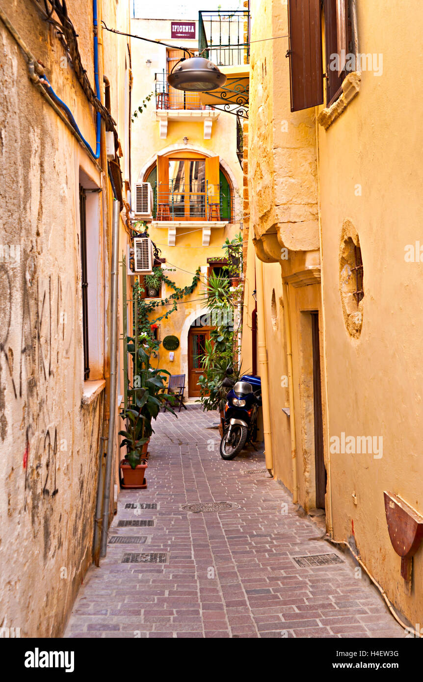 The old town of Chania consists of narrow streets, winding lanes and ...
