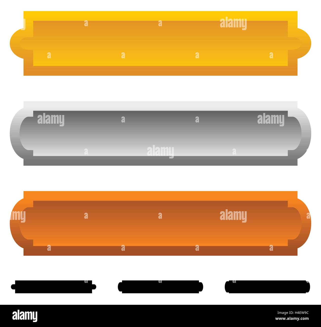 Gold silver bronze plaque banners with different side edges witah ...