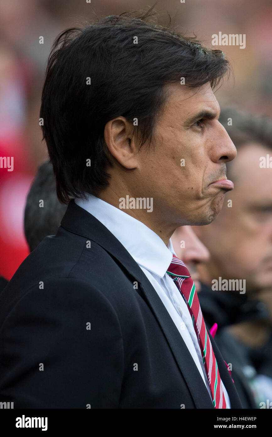 Wales football manager Chris Coleman on the touchline Stock Photo - Alamy
