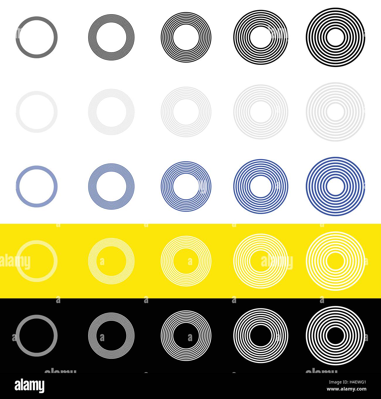 Concentric circles, rings in sequence . Abstract radial, circular ...